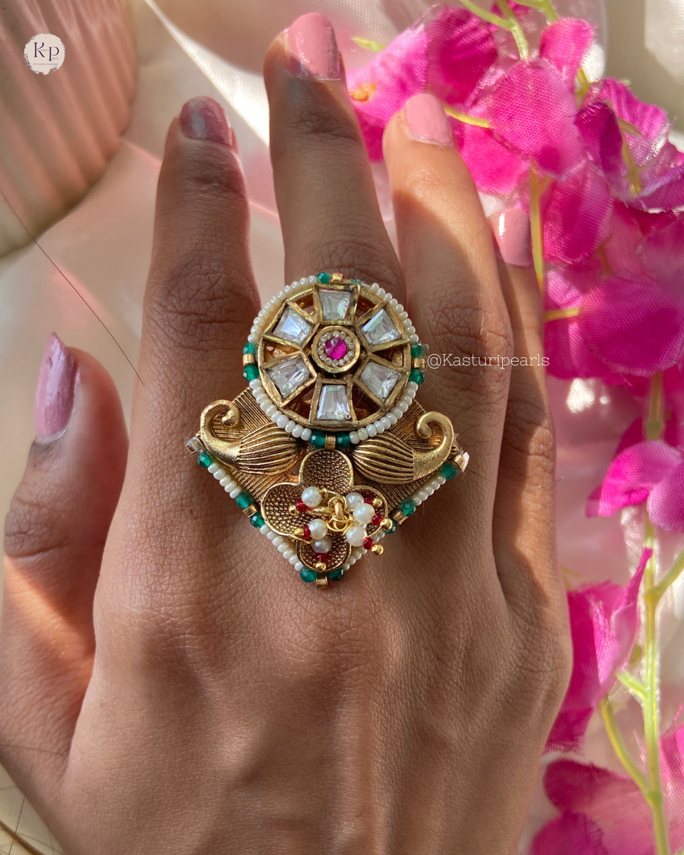 Jigisha Antique Copper Ring – Kasturi pearls