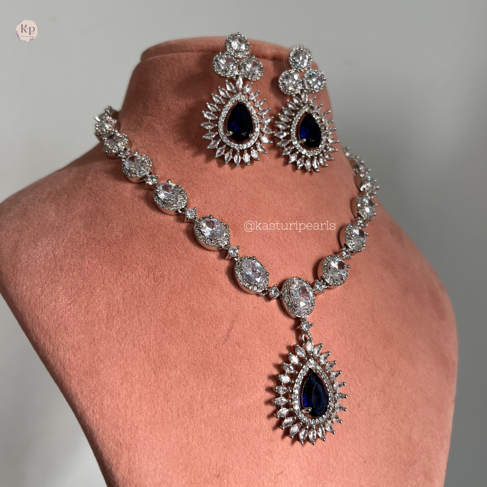 Dia blue American diamond Necklace set – Kasturi pearls