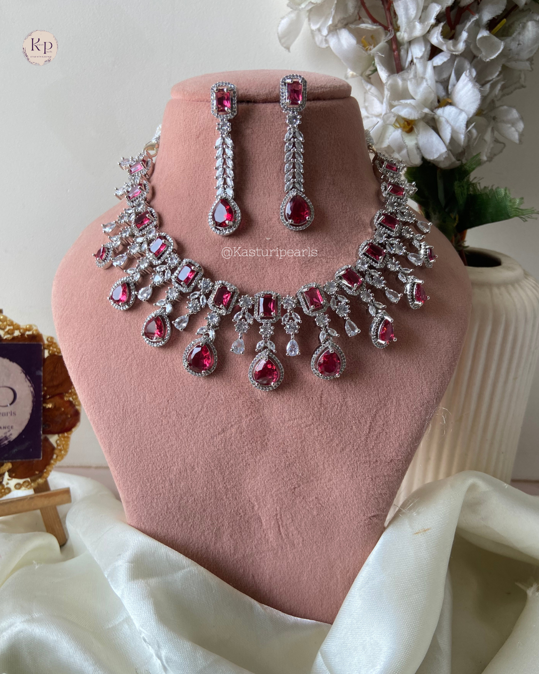 Dilkhush Ruby AD Necklace set – Kasturi pearls